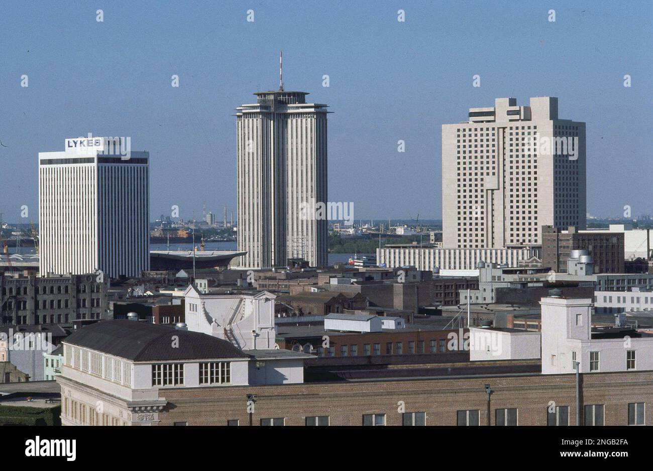 Office towers of New Orleans, with the World Trade Center at center, in ...