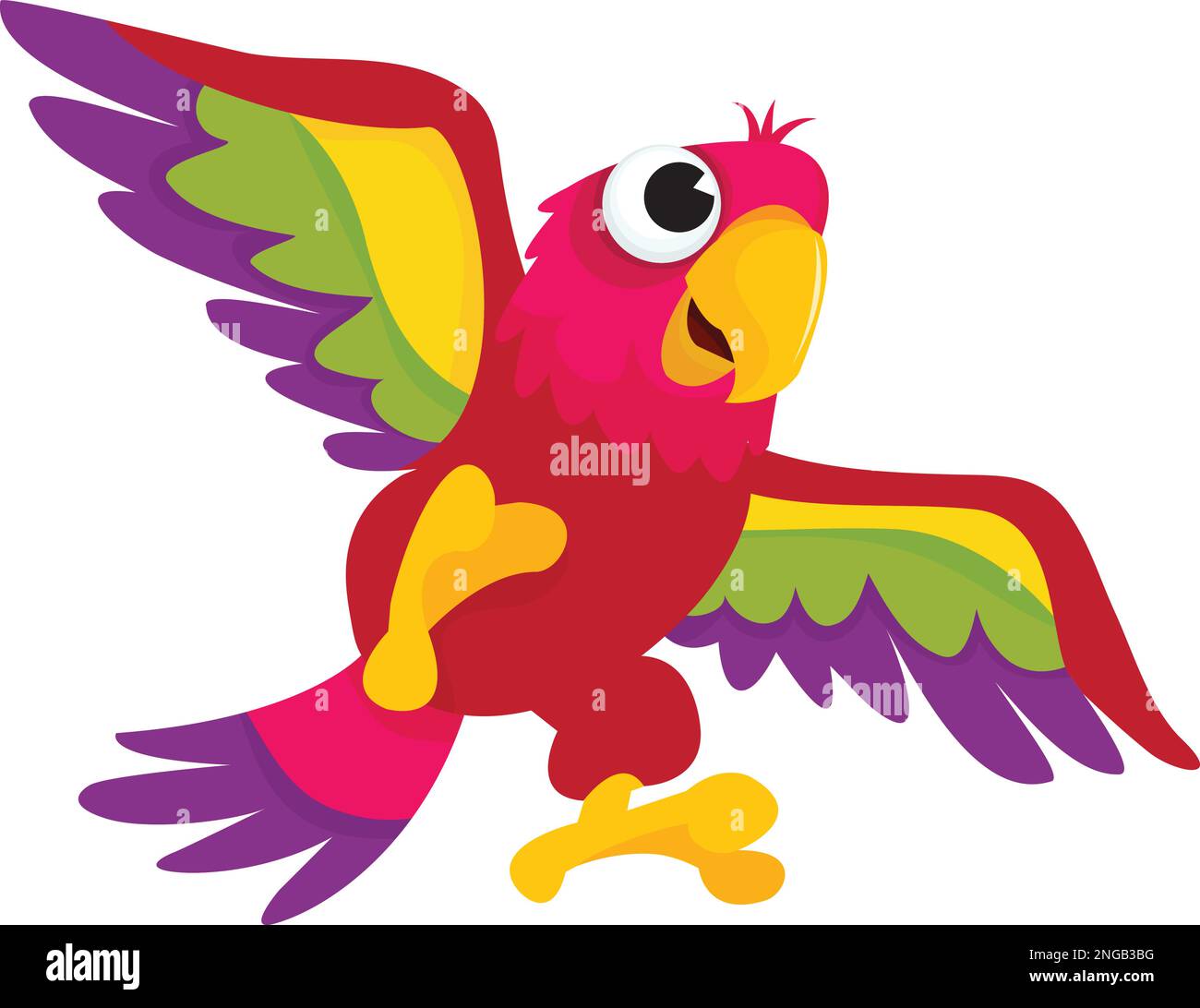 A cartoon vector illustration of a happy parrot flying in air Stock ...