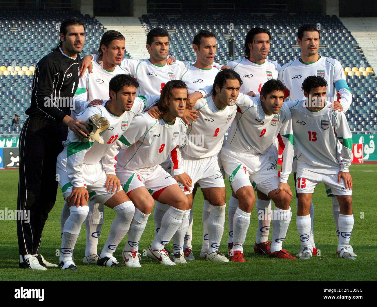 Iran's national soccer team pose for photographers before playing ...