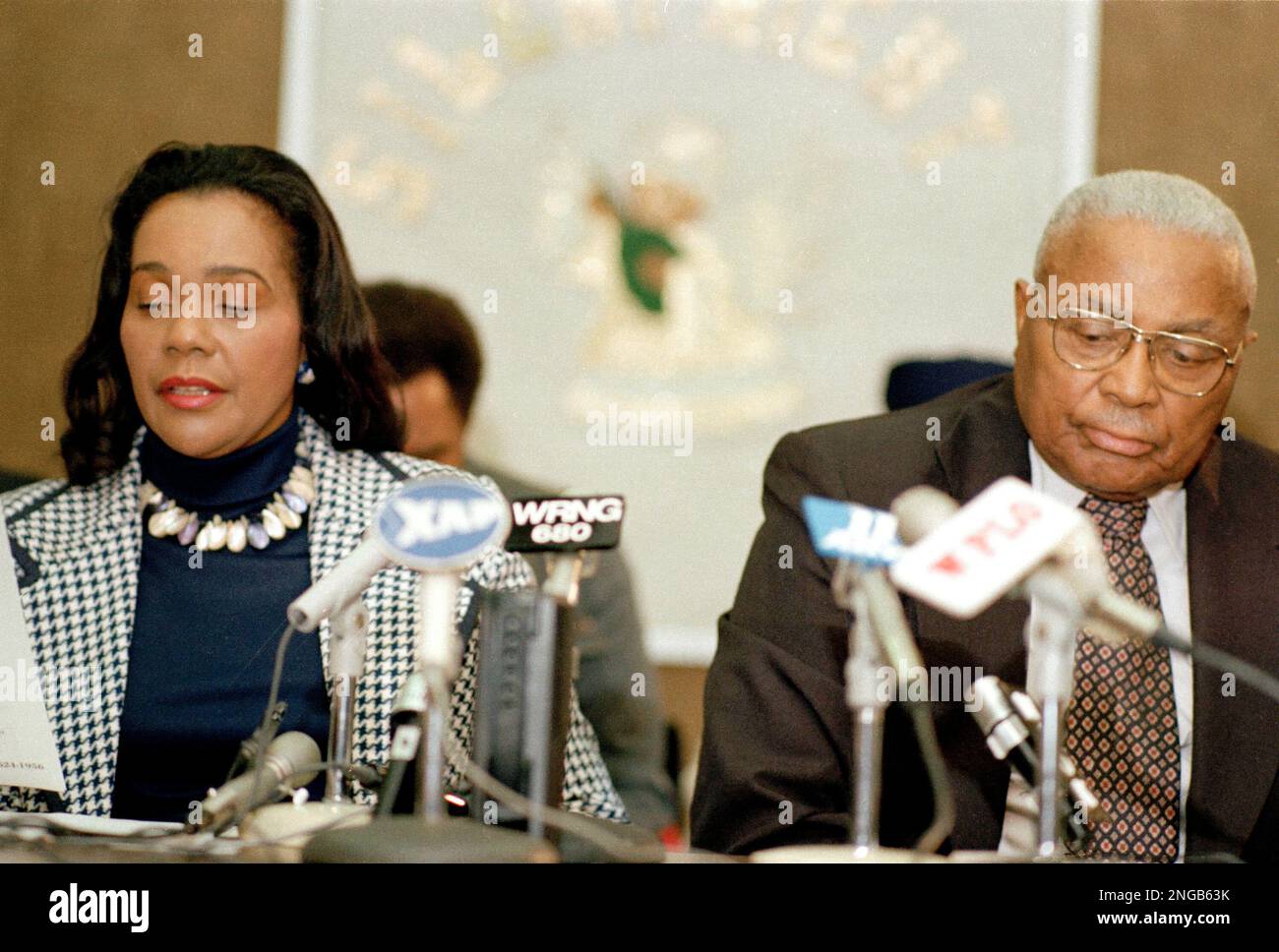 Coretta Scott King, wife of the late Martin Luther King Jr., and Martin ...