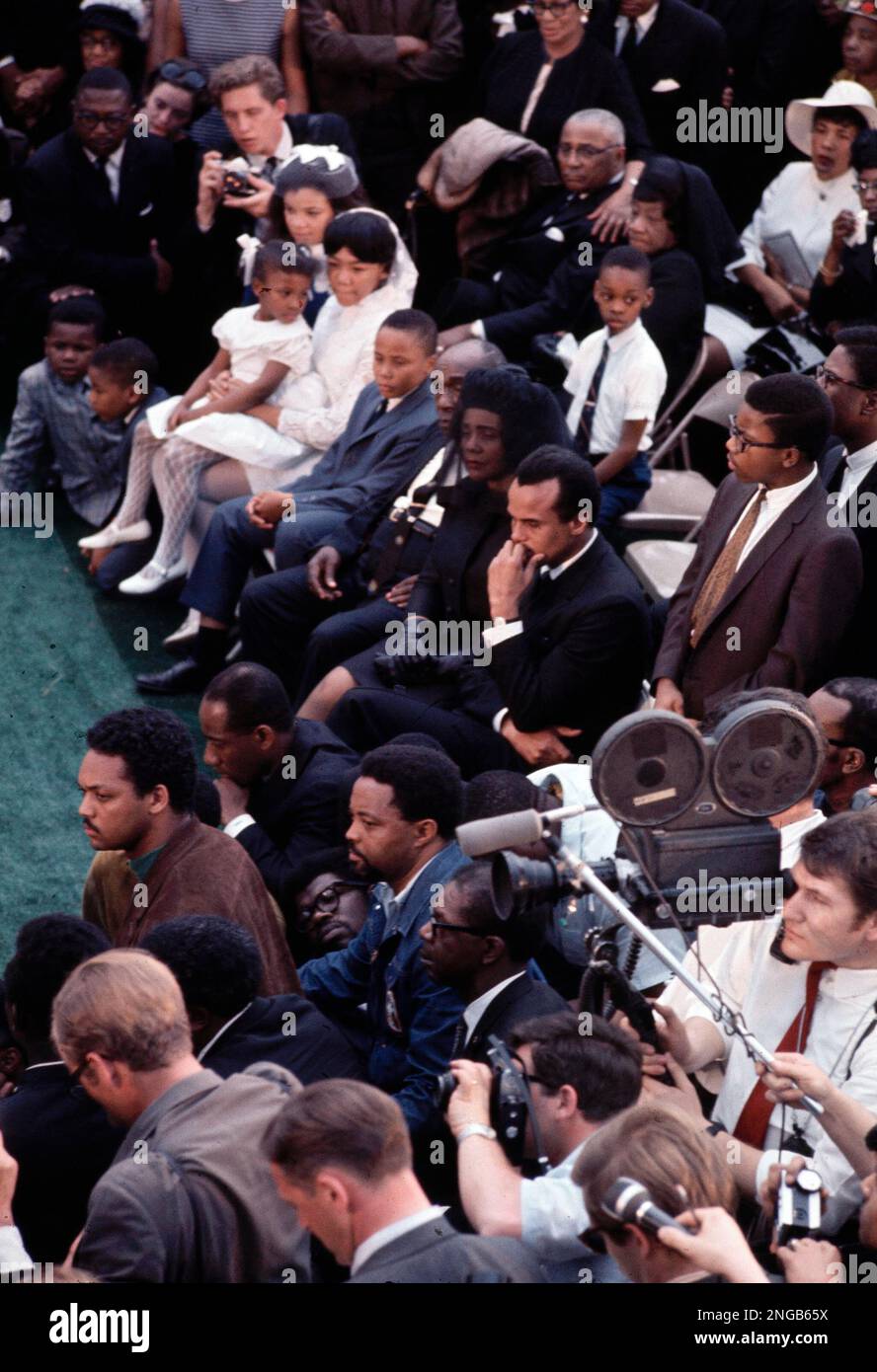 Coretta Scott King, center, wearing veil, wife of slain civil rights ...