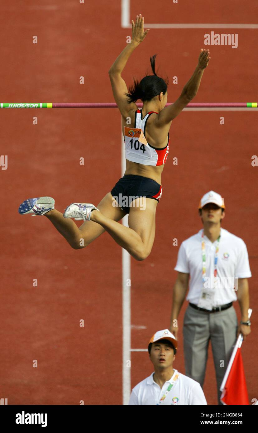 Ikuko Nishikori of Japan competes at the women's pole vault final at ...
