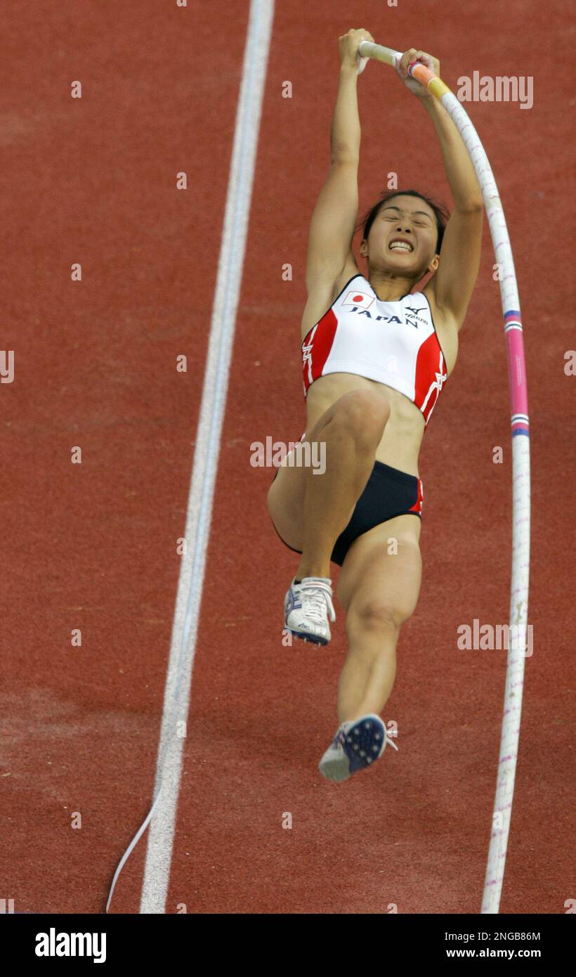 Ikuko Nishikori of Japan competes in the women's pole vault final at ...