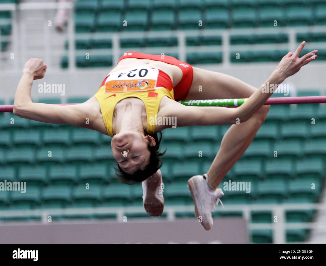 Chinese Jing Xuezhu competes in women's high jump final during the ...