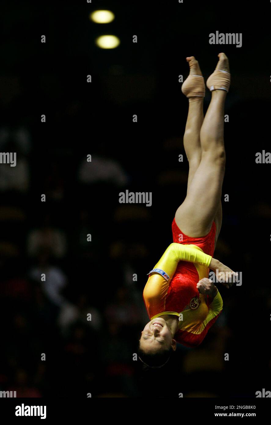 China's gymnastist Zhang Nan competes at the floor exercise during the ...