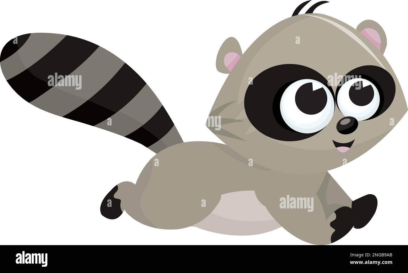 A cartoon vector illustration of a cute jumping raccoon Stock Vector ...