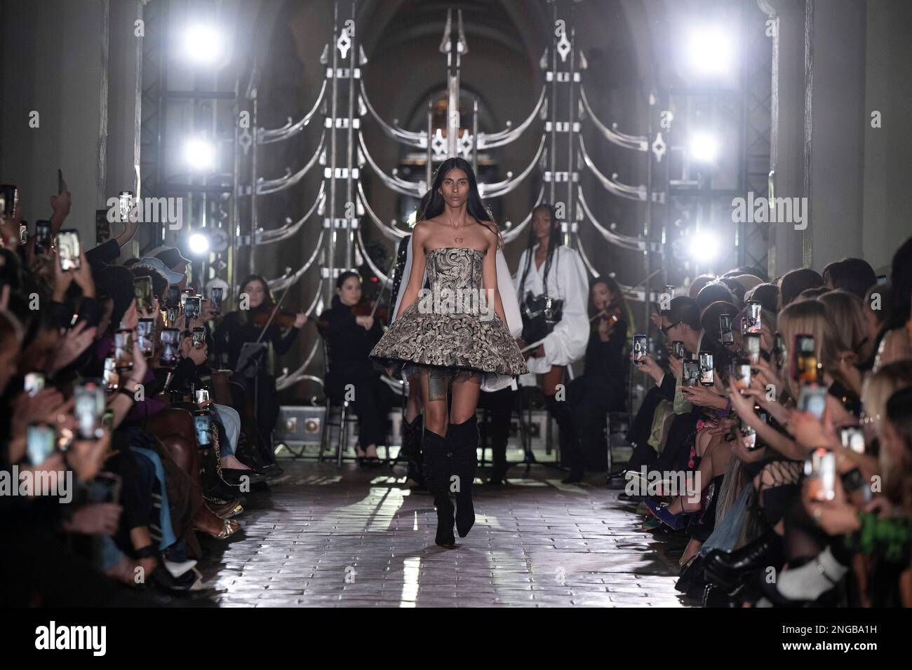 London, UK. 17th Feb, 2023. Models on the runway at the Annies Ibiza ...