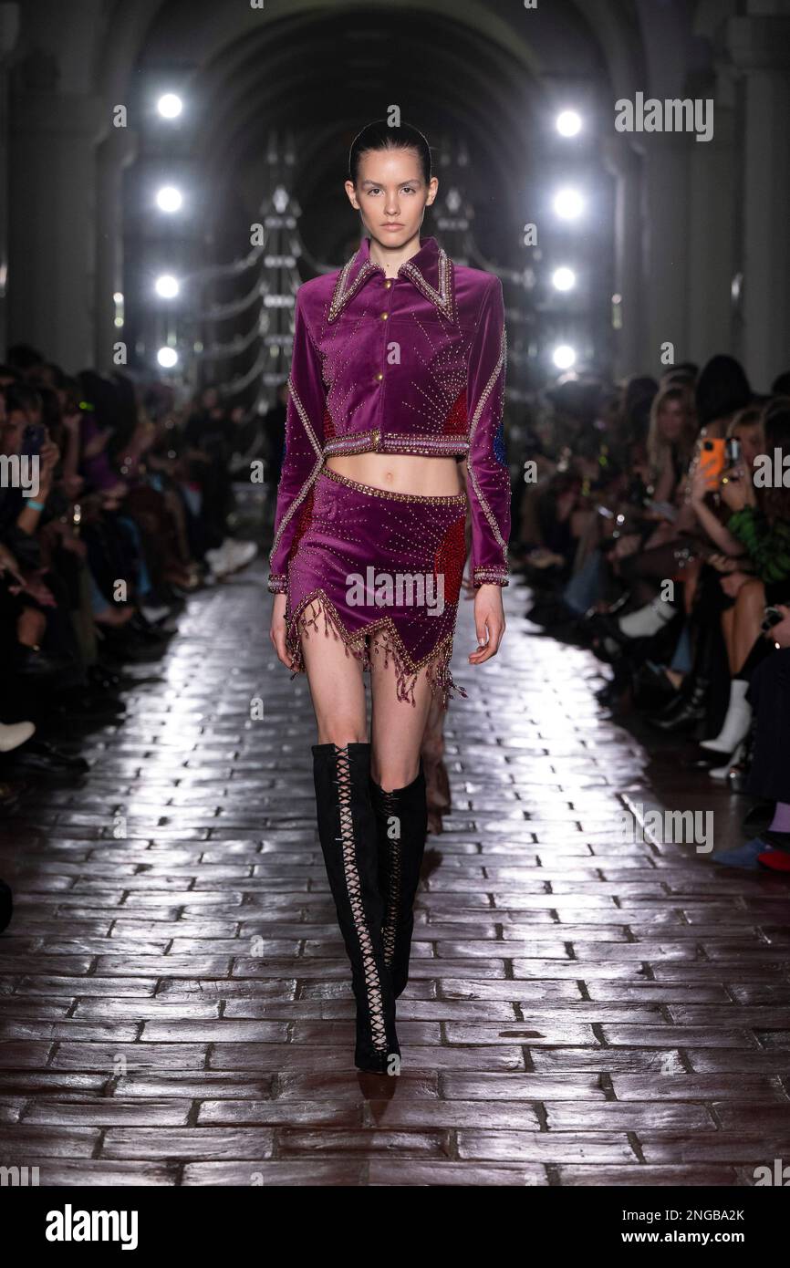 London, UK. 17th Feb, 2023. Models on the runway at the Annies Ibiza ...