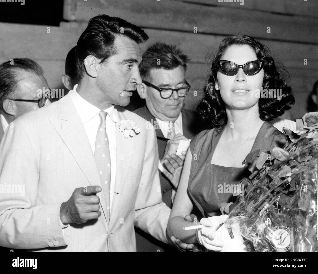 Hollywood movie actress Ava Gardner is pictured with Italian comedian Walter Chiari at Rome ...