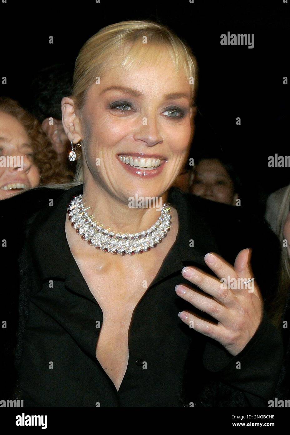 American actress Sharon Stone smiles as she arrives for the Dior Spring ...