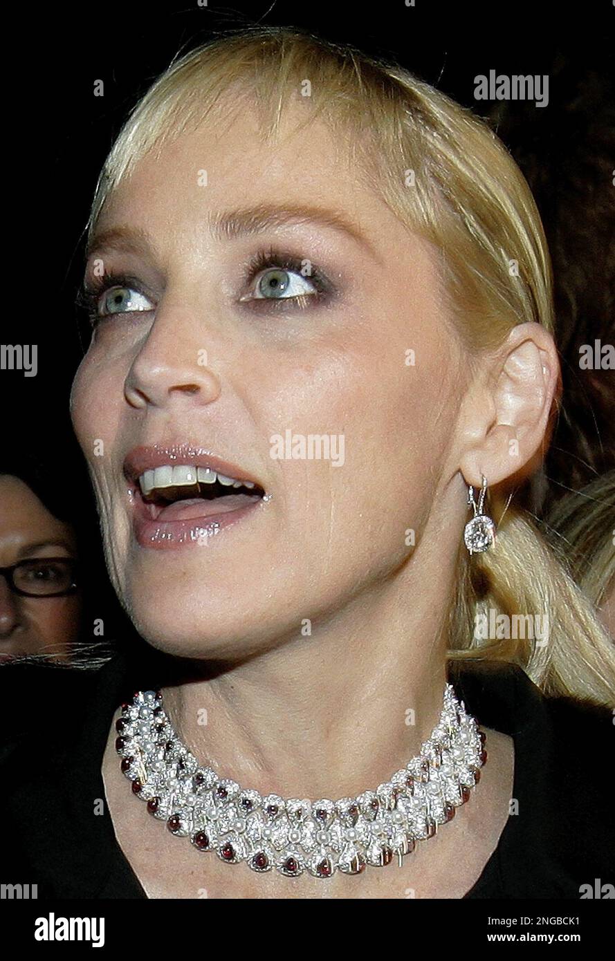 American actress Sharon Stone smiles as she arrives for the Dior Spring ...