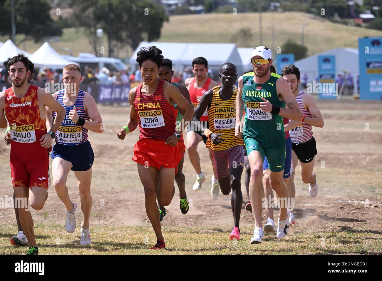 Oliver Hoare ofAustralia runs the first leg of the mixed relay race ...