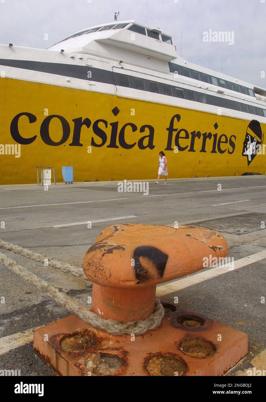 A boat of The private company Corsica Ferries, is seen at the Nice ...