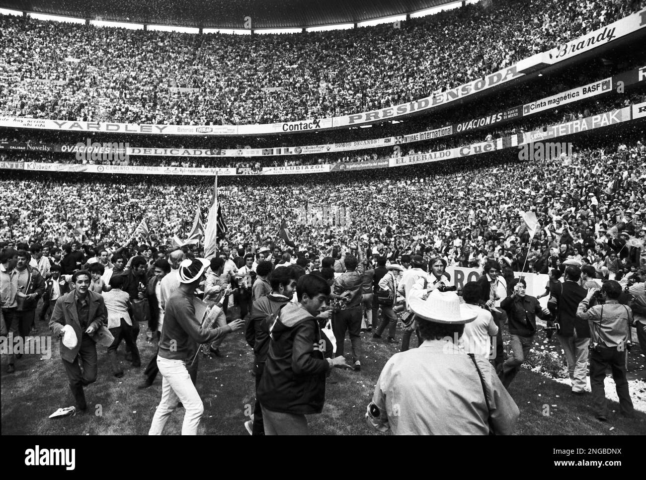 General view of the Azteca Stadium, in Mexico City, as Brazilian fans ...