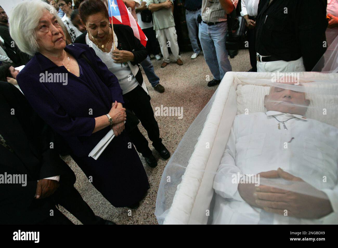 Puerto Rican independence activist Lolita Lebron, stands over the open ...