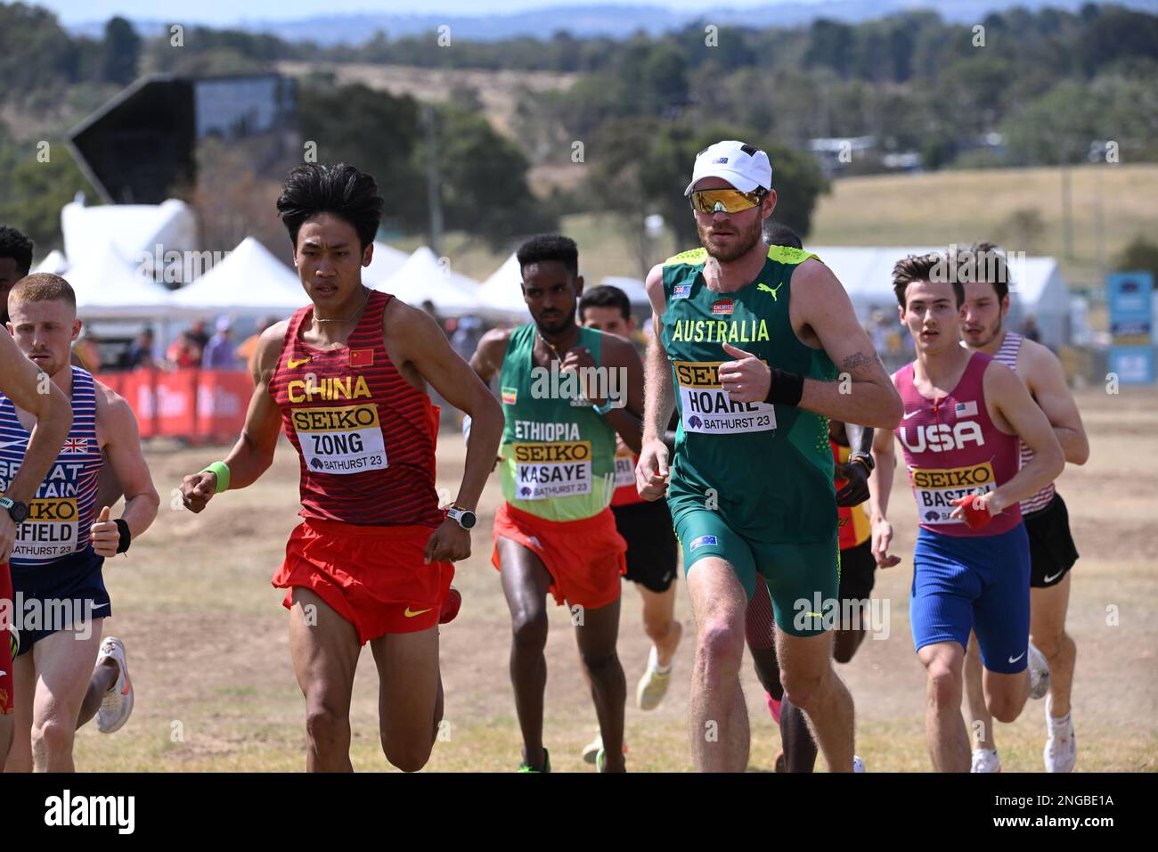 Oliver Hoare ofAustralia runs the first leg of the mixed relay race ...