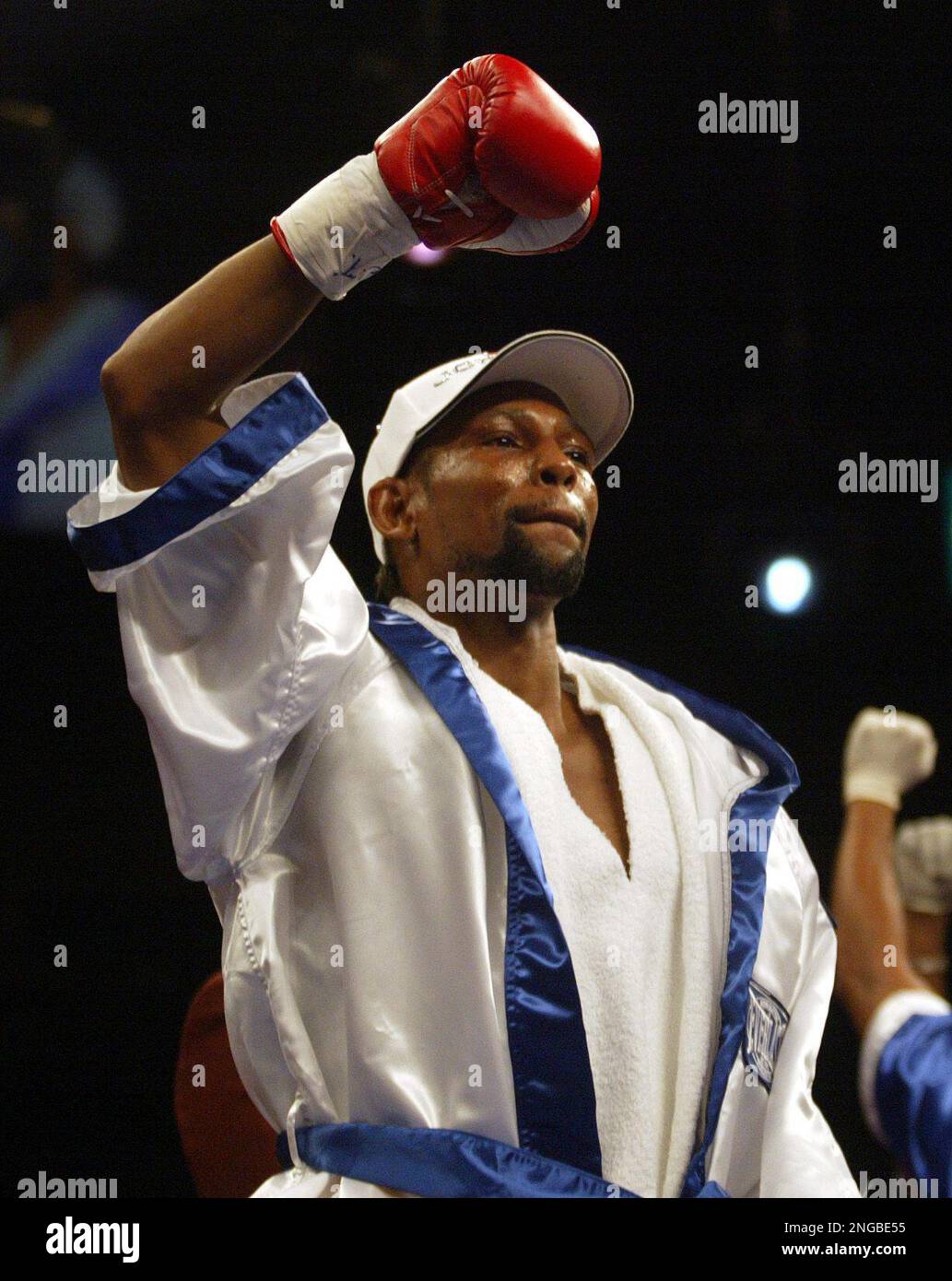 Leavander Johnson, acknowledges the crowd before his IBF lightweight ...