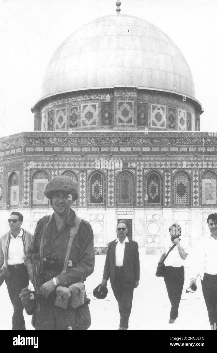 An Israeli soldier guards the Muslim shrine, "The Dome Of The Rock", in ...