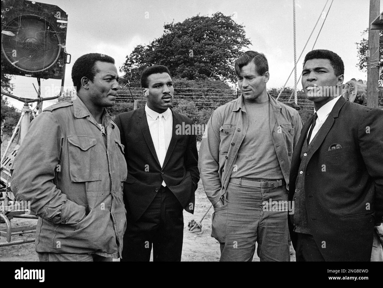 Muhammad Ali visits the film set of "The Dirty Dozen" at Morkyate, Bedfordshire, England, Aug. 5 ...