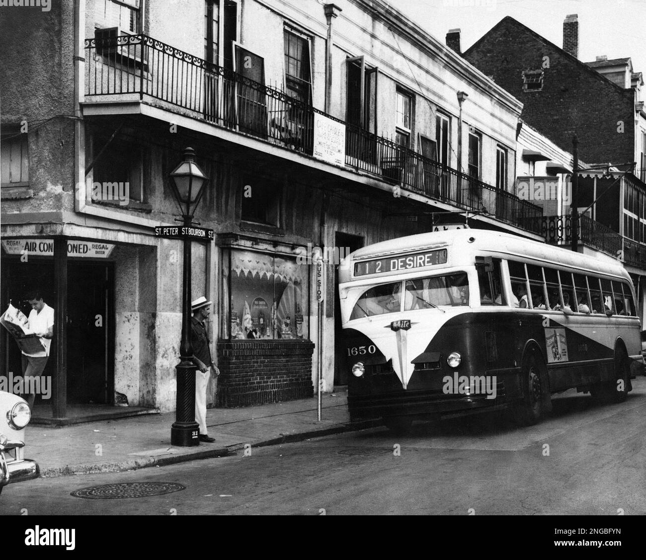 The streetcar named Desire is now a bus, seen at Bourbon and St. Peter ...