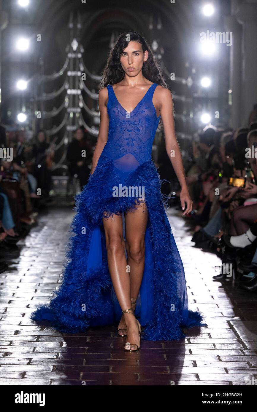 London, UK. 17th Feb, 2023. Models on the runway at the Annies Ibiza ...