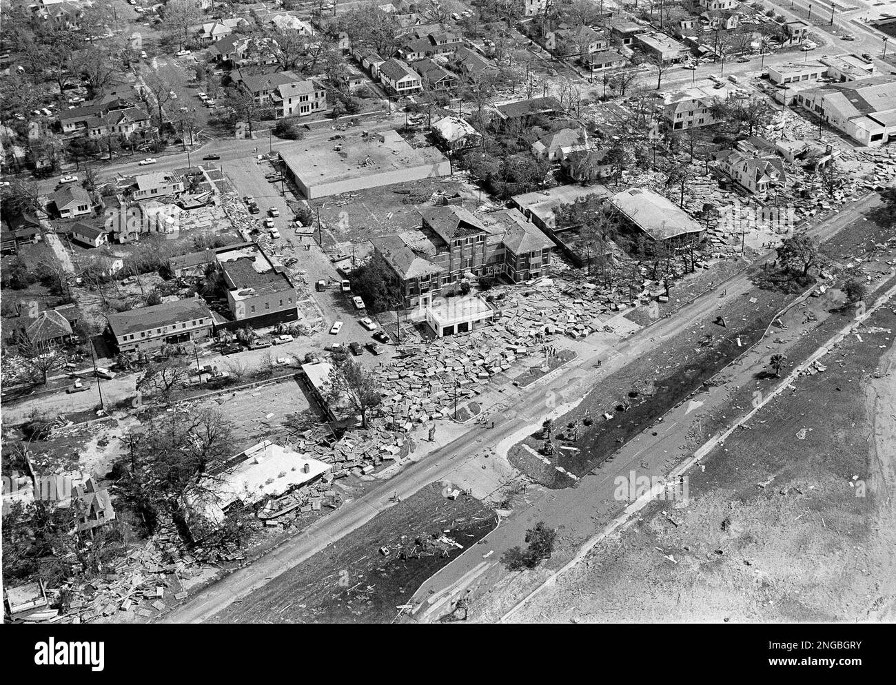 The beachfront at Gulfport, Miss., lies in ruins Aug. 18, 1969 after ...
