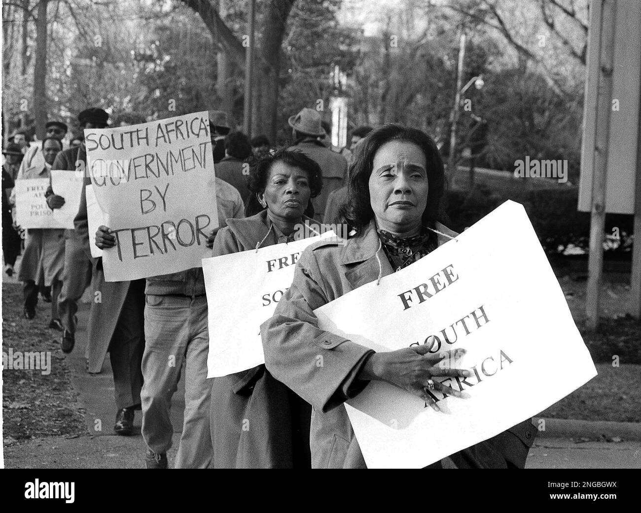 Coretta Scott King, widow of Dr. Martin Luther King, Jr., walks a ...