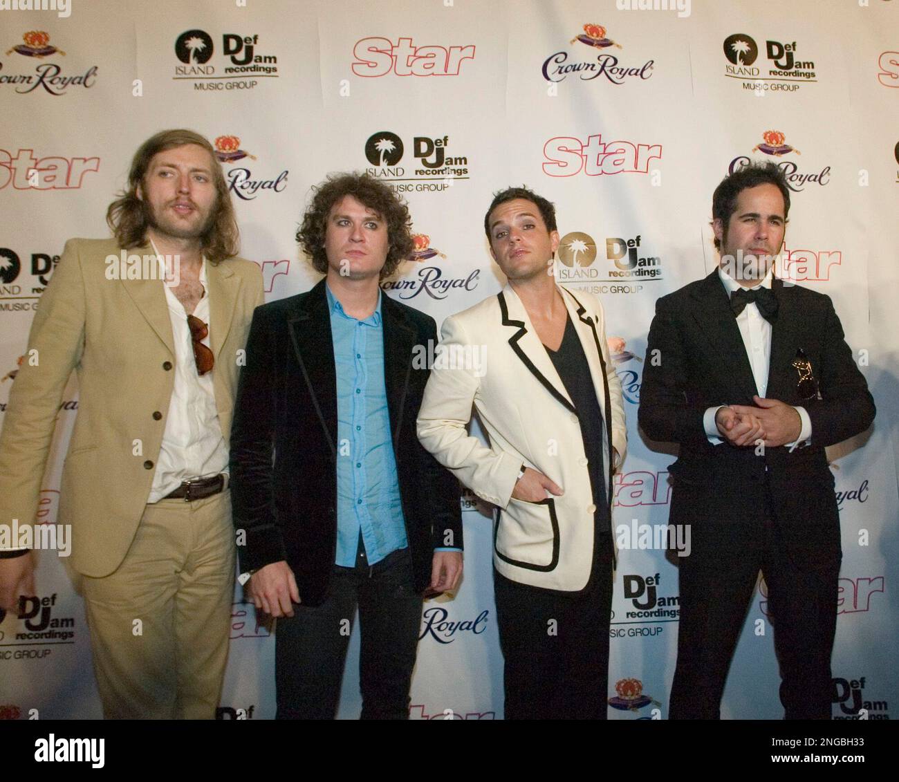 The Killers pose during their arrival at Island Def Jam Music Group's ...