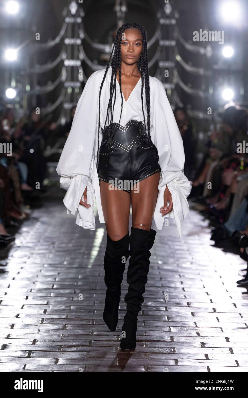 London, UK. 17th Feb, 2023. Models on the runway at the Annies Ibiza ...