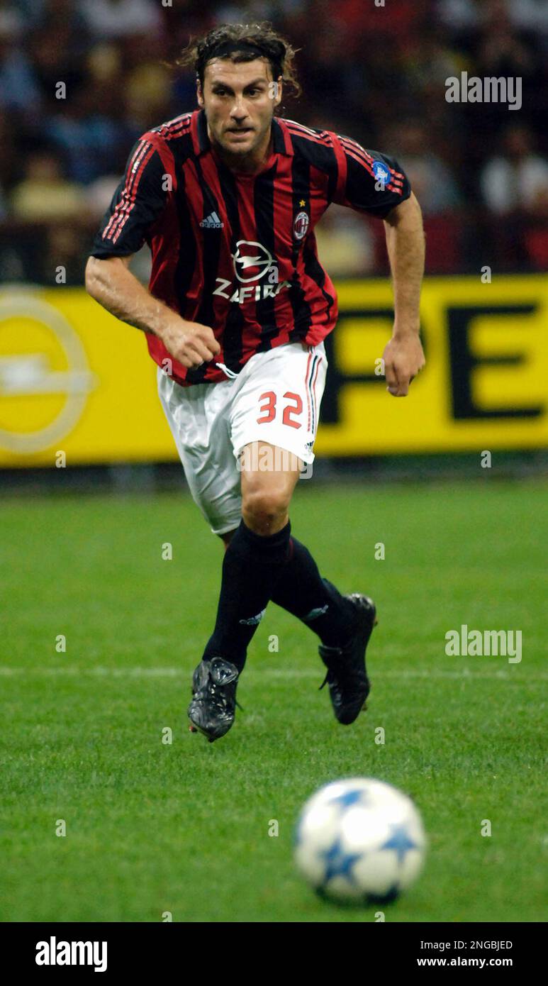 AC Milan striker Christian Vieri in action during the AC Milan vs ...
