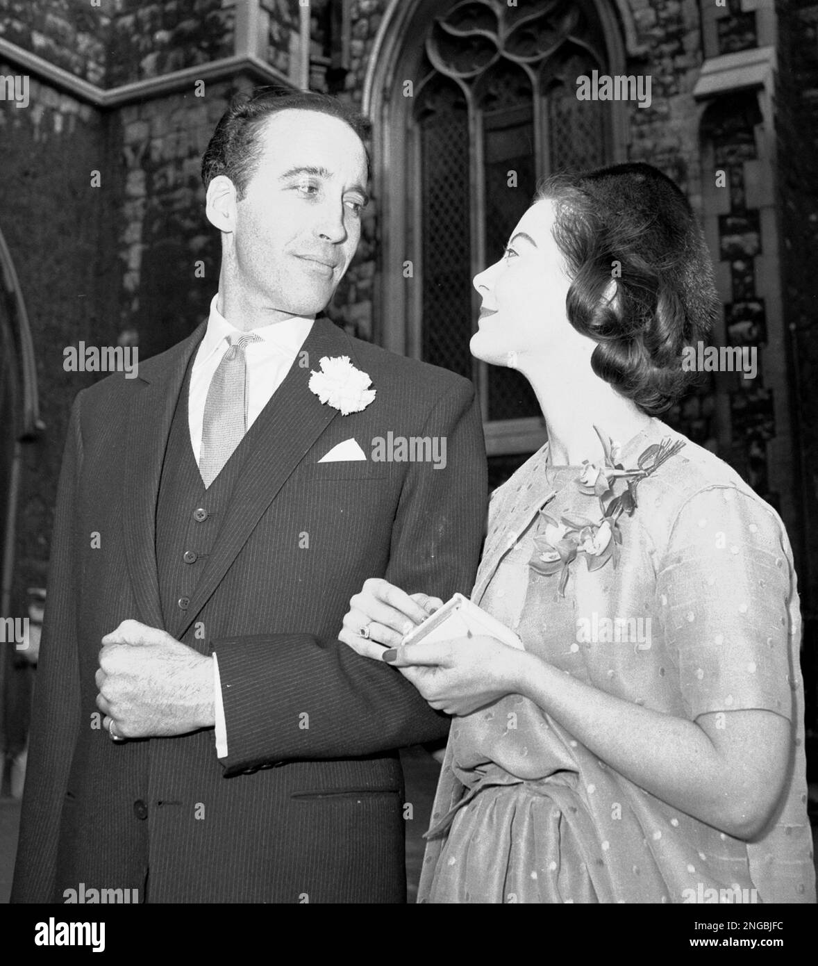 British actor Christopher Lee and his bride, Danish writer and painter ...