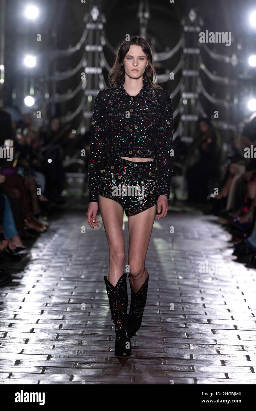 London, UK. 17th Feb, 2023. Models on the runway at the Annies Ibiza ...