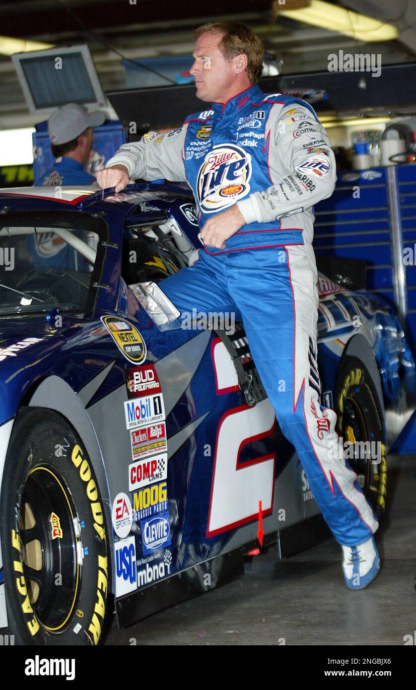 Rusty Wallace enters his car during practice for the NASCAR Sirius ...
