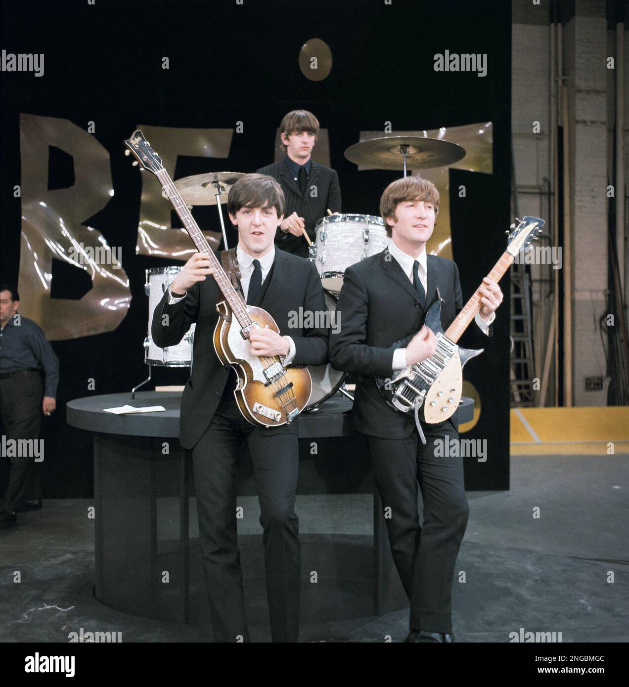 Three members of the Beatles, from left, Paul McCartney, left, John Lennon and drummer Ringo ...