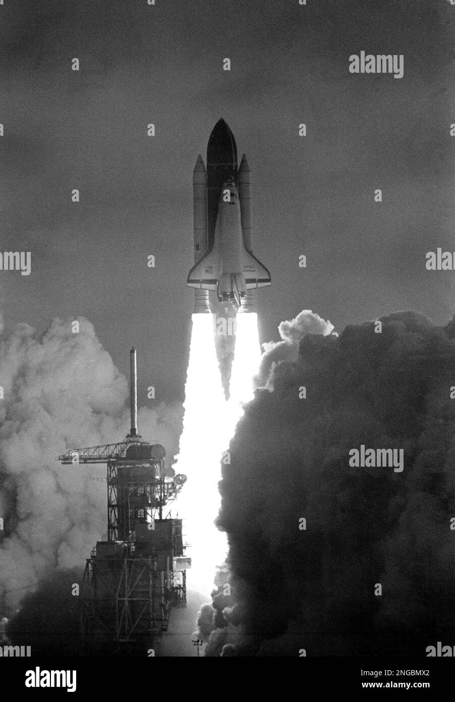 The space shuttle Challenger leaves the pad at Cape Kennedy early June ...