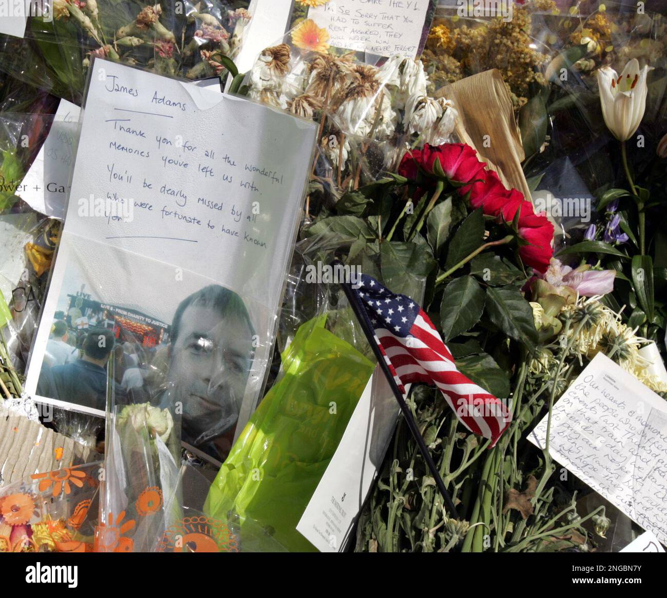 A picture of a victim of July 7th bomb attack is seen at the floral ...