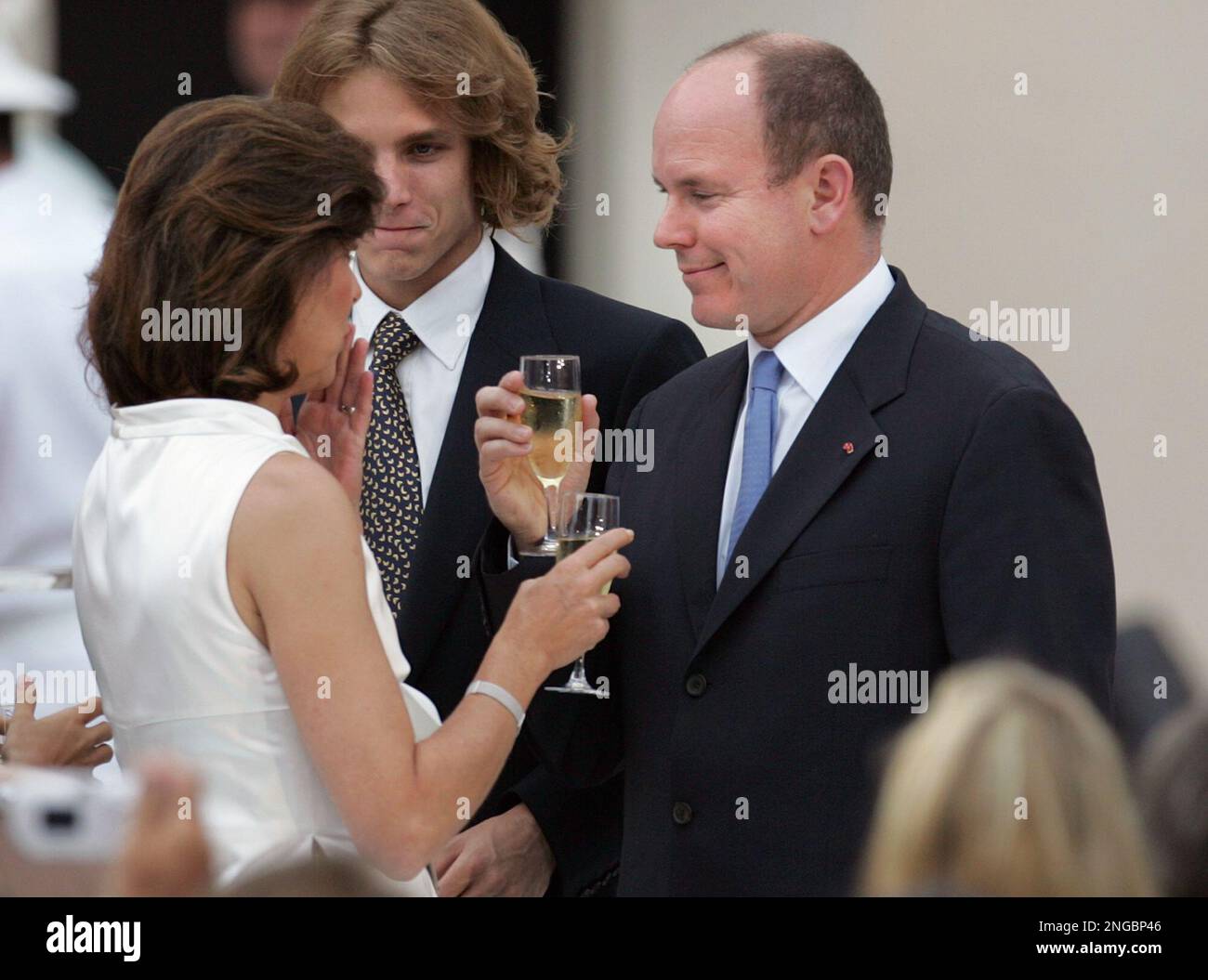 Prince Albert II of Monaco, right, toasts with his sister Caroline of ...