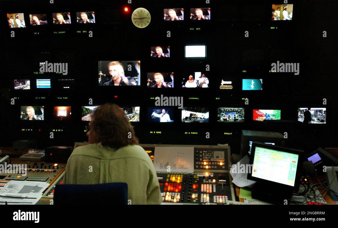 The secondary control room at the BBC TV centre in Shepherd's Bush ...