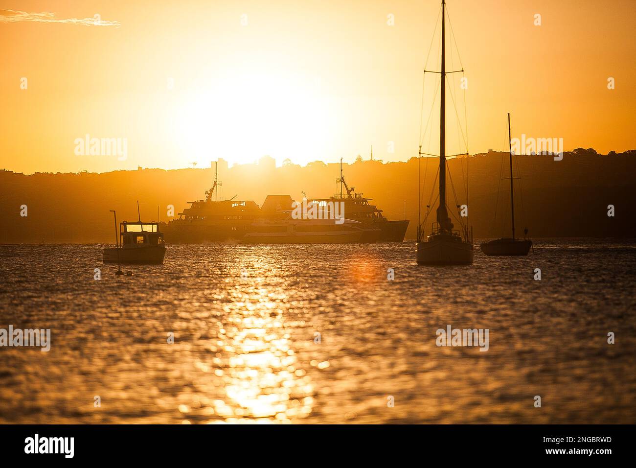 Manly Ferry at Sunset Stock Photo - Alamy