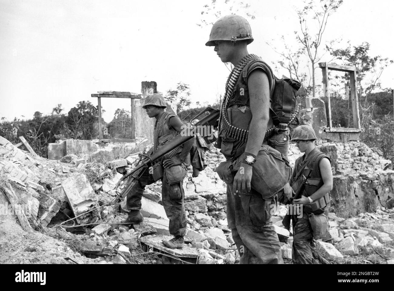 American soldiers are seen in this Vietnamese combat zone, April 3 ...