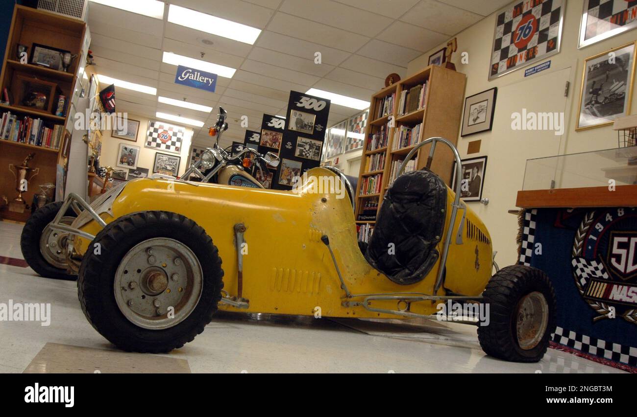 A micro-midget racing car used by Clyde Nesselrotte during 1955 speed ...