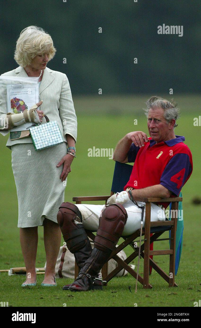 HRH Prince Charles (R) talk to Mrs Robert Ffrench Blake wife of his ...