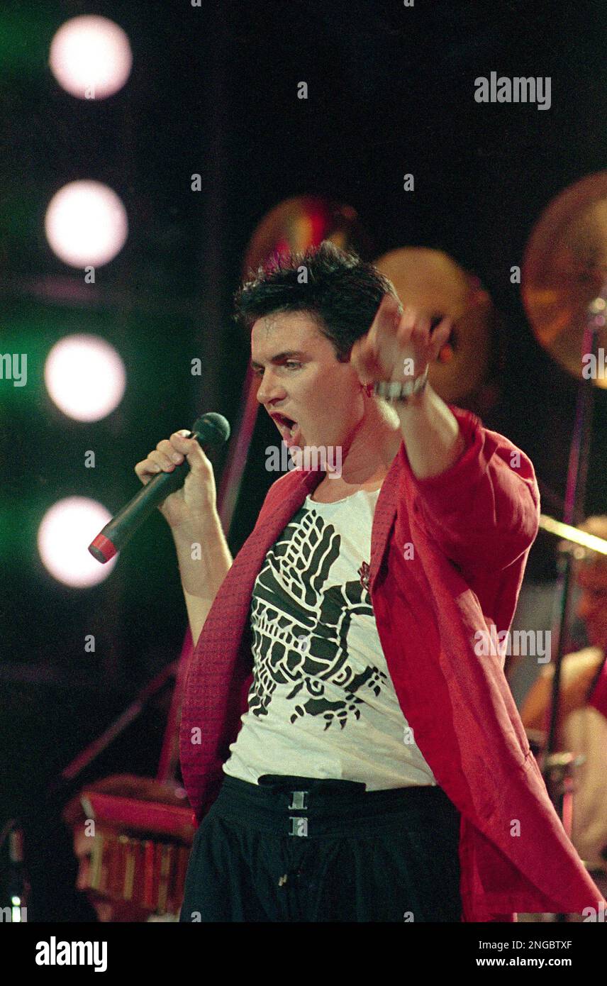 British singer Simon LeBon of Duran Duran performs at JFK Stadium in ...