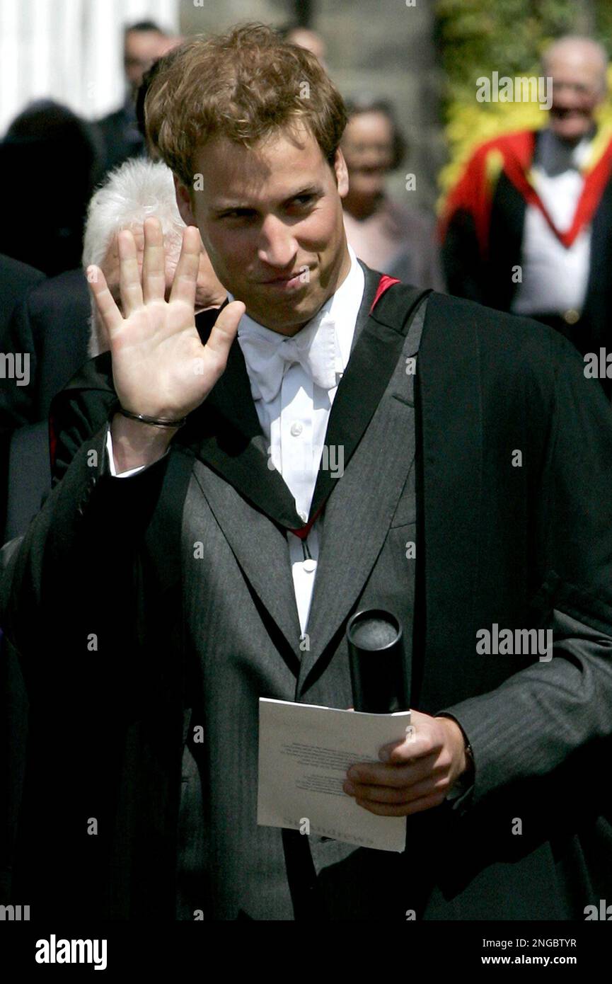 Britain's Prince William waves as he leaves after attending his ...