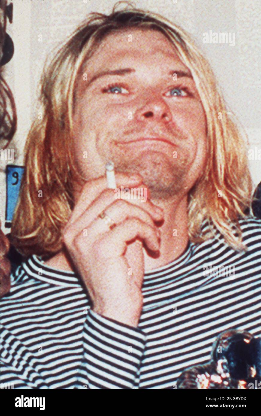 Lead singer of the US rock band Nirvana Kurt Cobain is shown in a 1993 ...