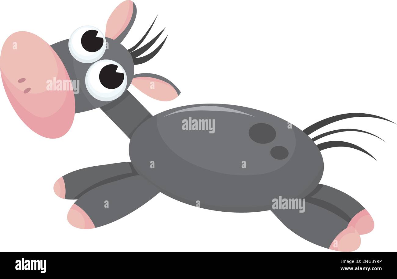 A jumping gray cartoon donkey vector illustration Stock Vector Image ...