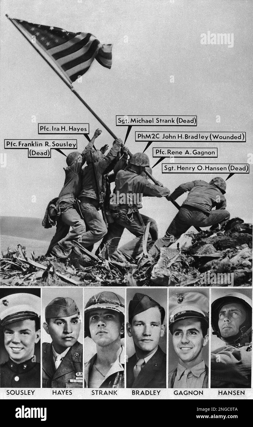 Joe Rosenthal's Pulitzer Prize winning AP photo of the Feb. 23, 1945 ...