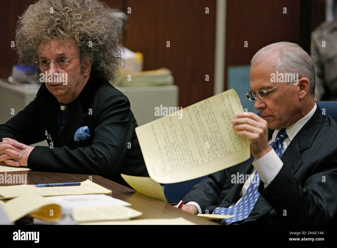 Music producer Phil Spector, left, is shown in Superior Court with his ...