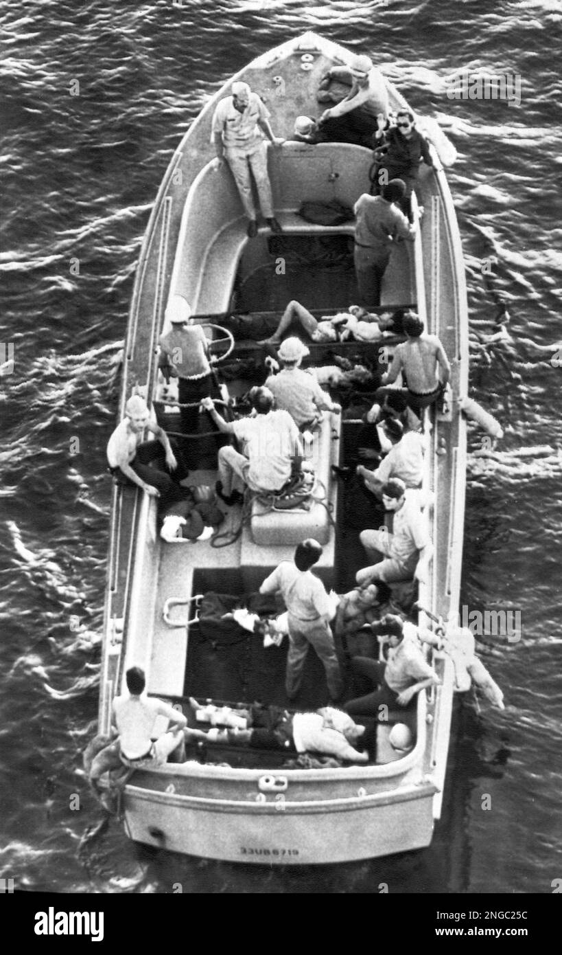 South Vietnamese civilians, injured in an attempted transfer at sea to ...