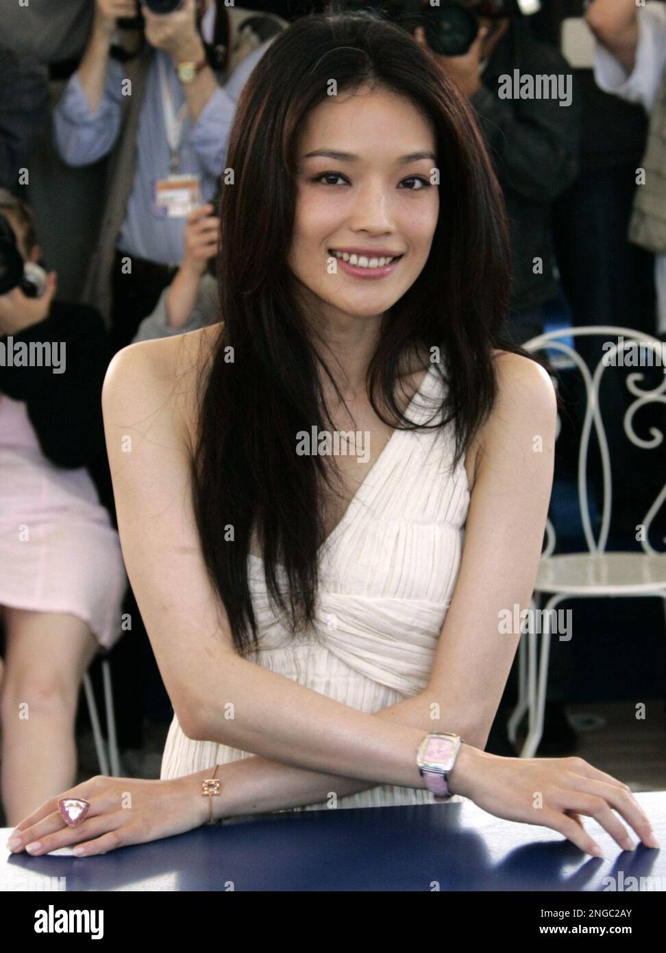 Taiwanese actress Shu Qi poses during a photo call for "Three times ...